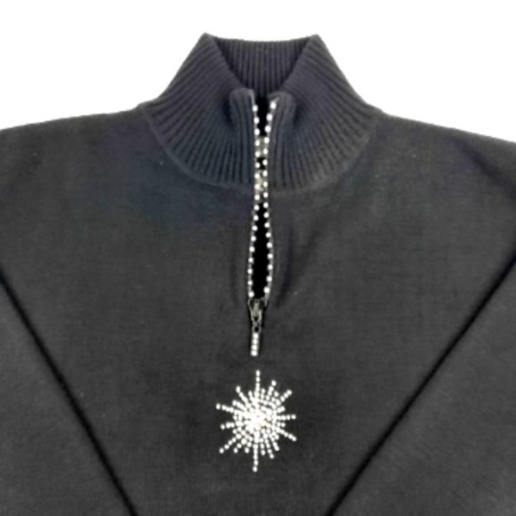 Meister | Sweaters | Meister Iced Out Diamond Cz Snowflake Black Wool 4 ...